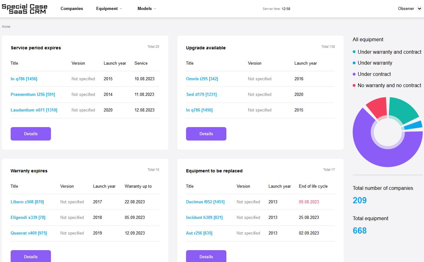 Сustom online CRM software based on Laravel